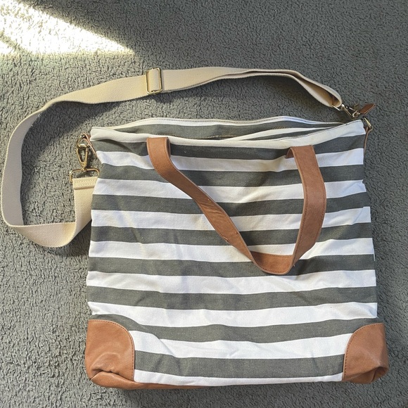 Merona | Bags | Merona Large Canvasfaux Leather Style Tote Bag ...